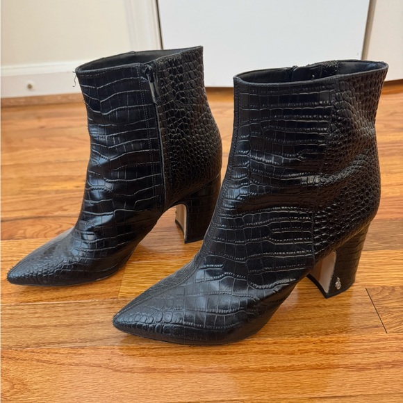 Sam Edelman | Shoes | Sam Edelman Black Crocodile Booties | Poshmark